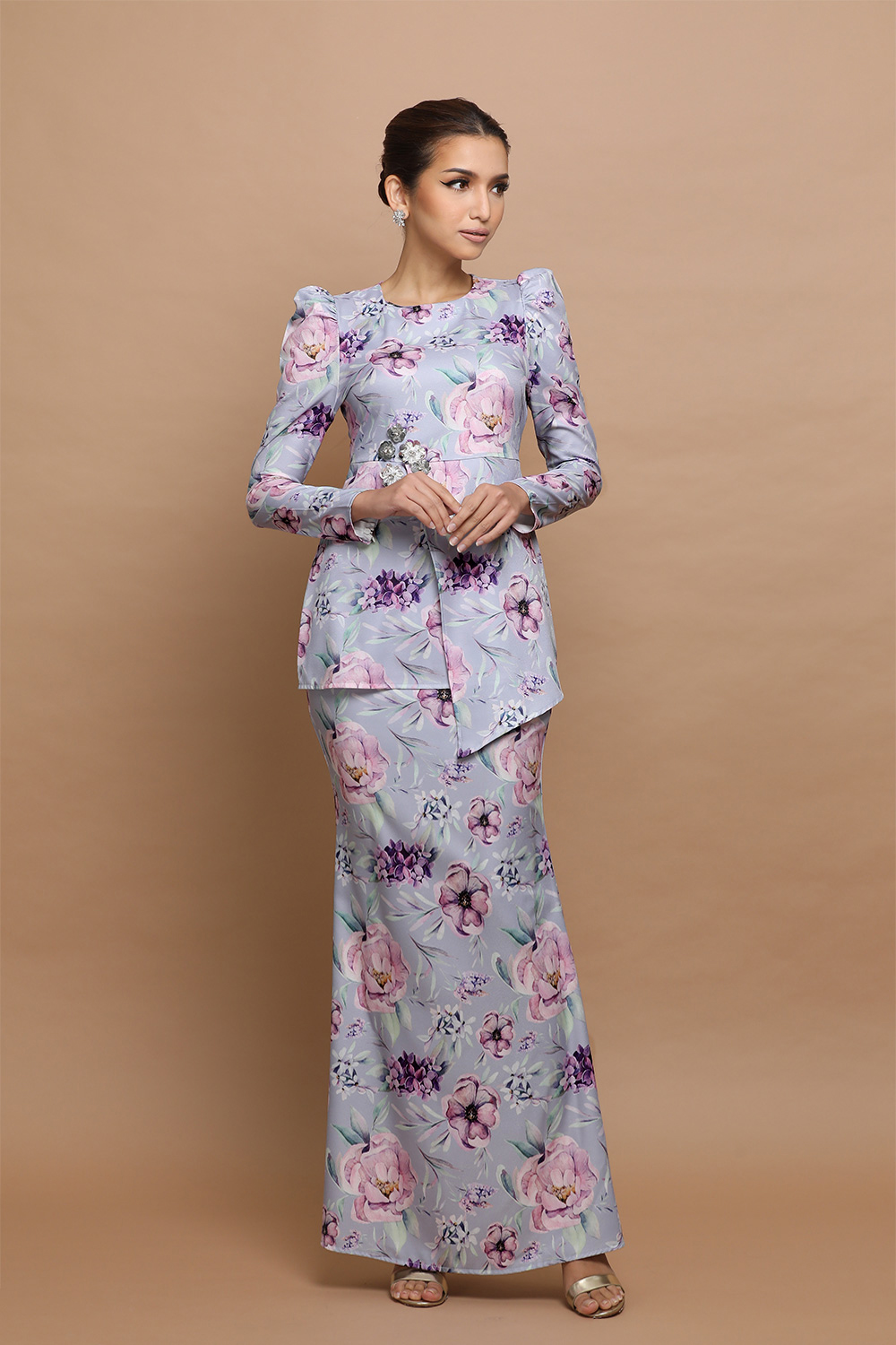 Agnes Asymmetrical Kurung in Dusty Blue