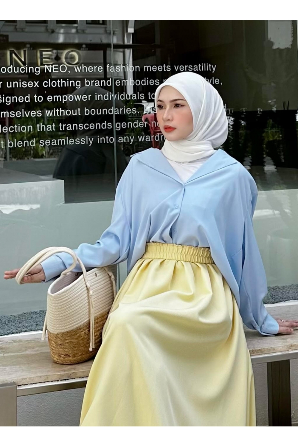 Stella Oversized Shirt in Dusty Blue